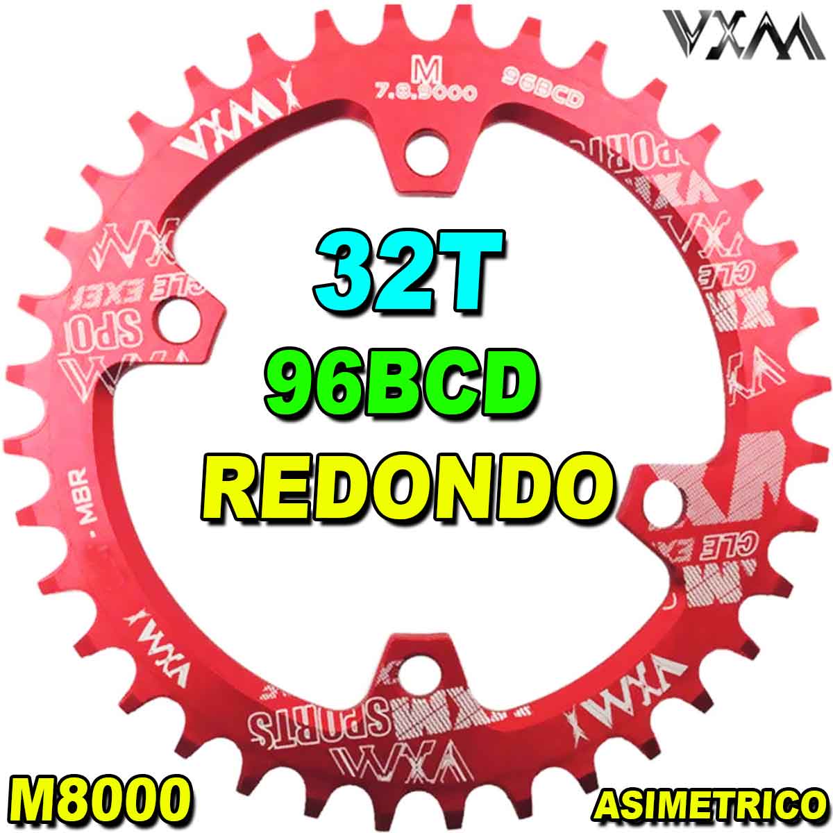 MONOPLATO VXM 96BCD ASIMETRICO M8000 | 32T ROJO » Babylon Imports Perú
