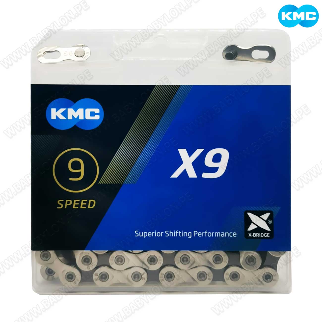 CADENA KMC X9 MTB 9V 116LINK SILVER/GREY | IND. PACK » Babylon Imports ...