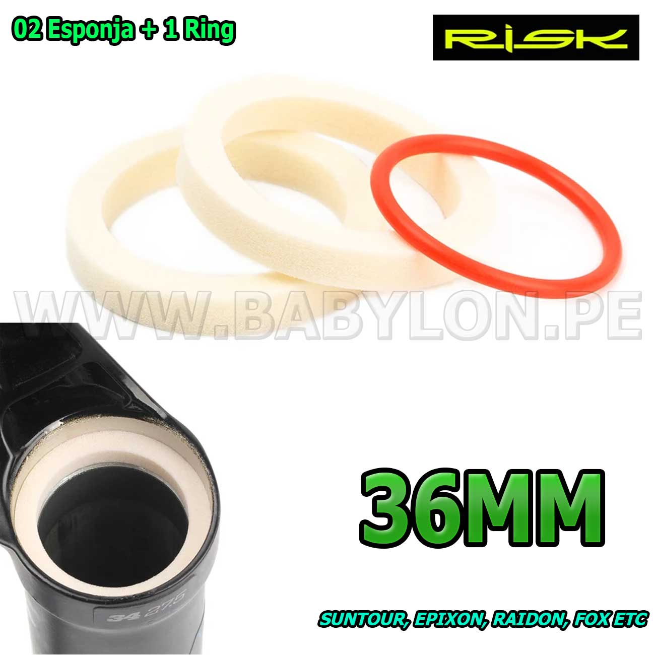 ANILLO DE ESPONJA PARA HORQUILLAS DE BARRA + RING | 36MM (2 ESPONJAS ...