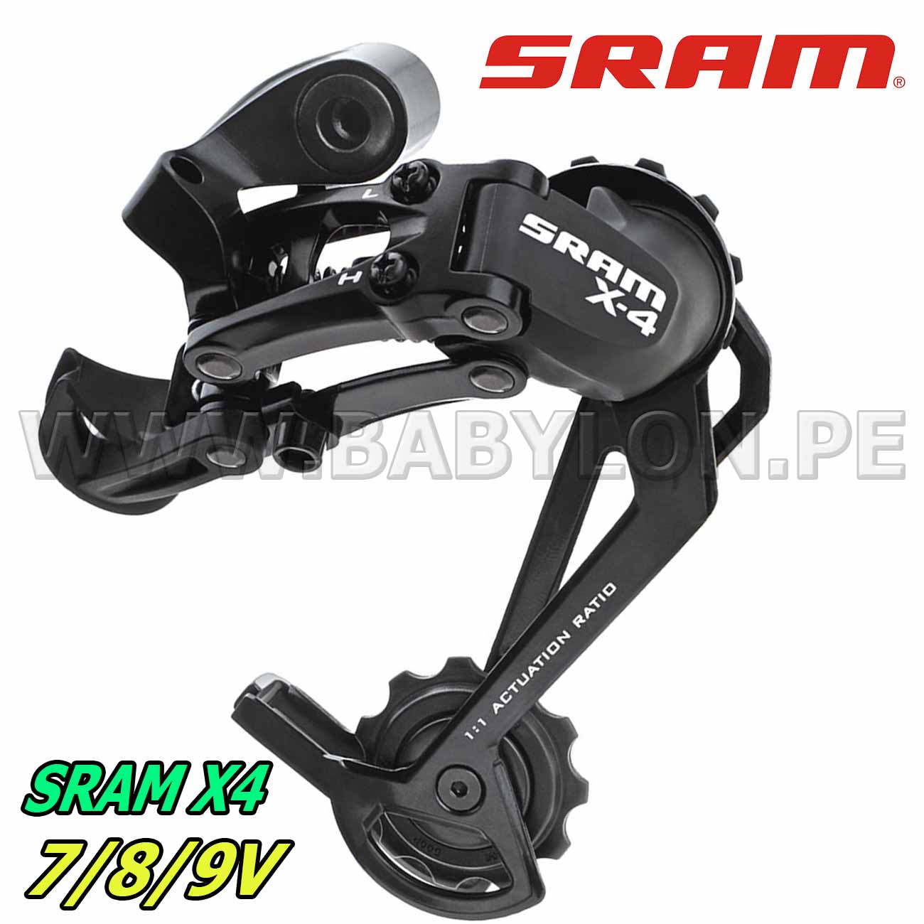 DESCARRILADOR SRAM X4 7V/ 8V/ 9V JAULA LARGA » Babylon Imports Bike ...