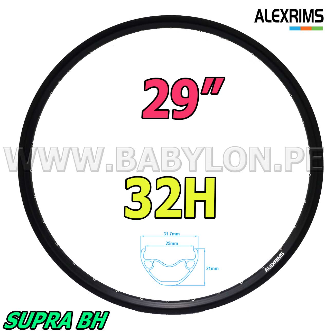 ARO ALEX RIMS 29" SUPRA BH DISCO ENDURO/DH ALUMINIO | 32H (1 UND ...