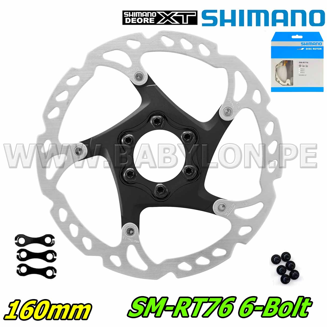 DISCO DE FRENO DISCO SHIMANO DEORE XT ROTOR SM-RT76 S 6-BOLT TYPE (1 ...