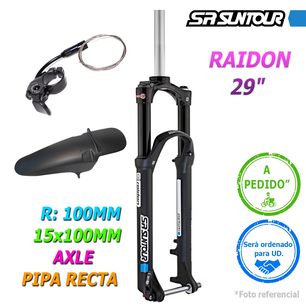 HORQUILLA SUSPENSIÓN SUNTOUR RAIDON SF16 29" RLR BLOQ. REMOTO DS 100MM TS 1- 1/8" AXLE 15X100MM ...