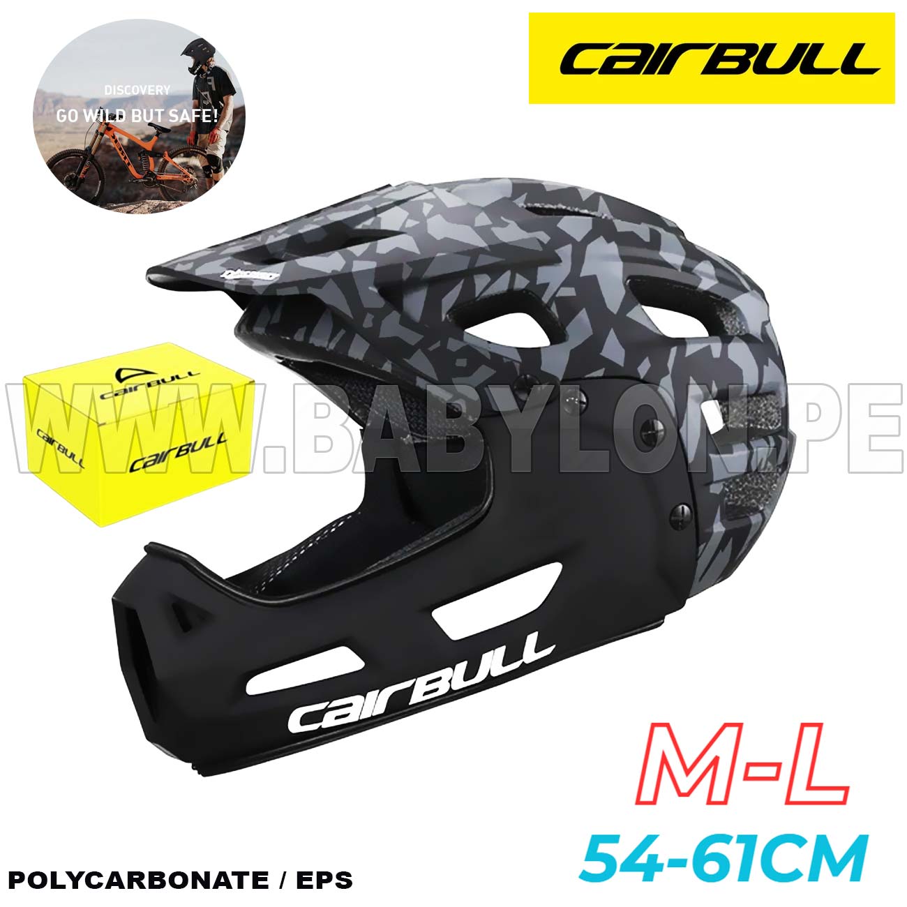 Casco Integrado Cairbull Enduro Dh Polycarbonate / Eps | Black Gris M/L ...