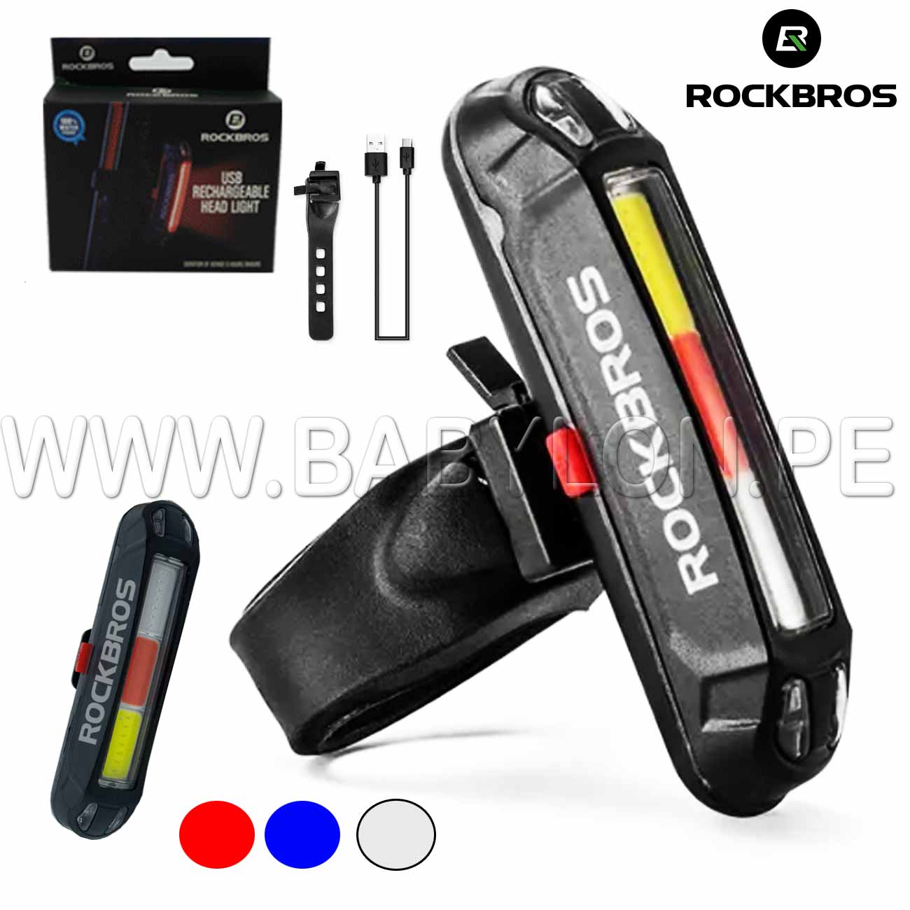 LUZ POSTERIOR ROCKBROS RECARGABLE USB 3 COLORES LD-12RB » Babylon Imports Bike Official