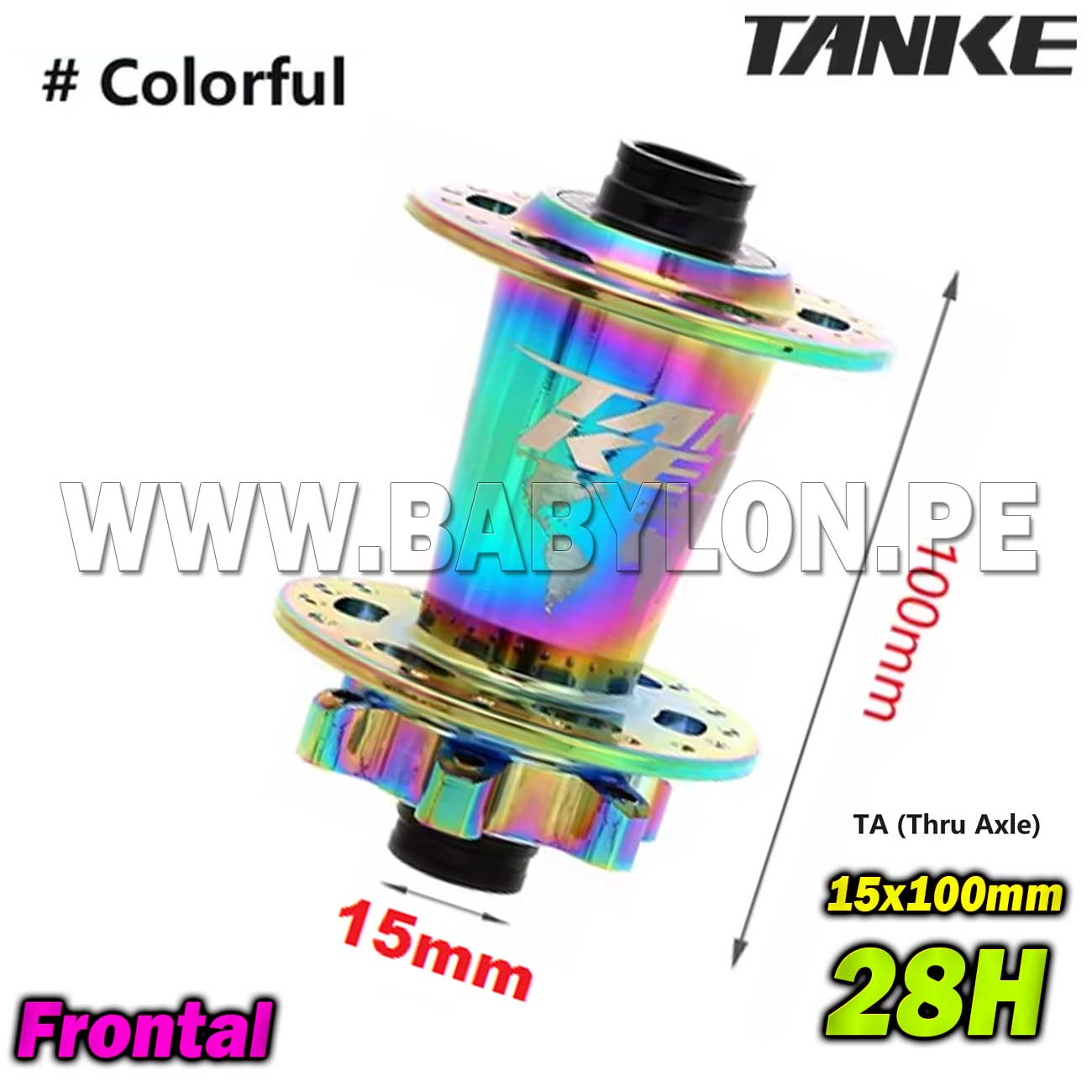 Maza frontal Tanke 15X100mm 28H Tornasol » Babylon Imports Bike Official